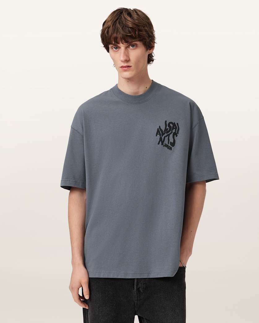 Orlando Logo Print Oversized T-Shirt HAZED GREY | ALLSAINTS Canada